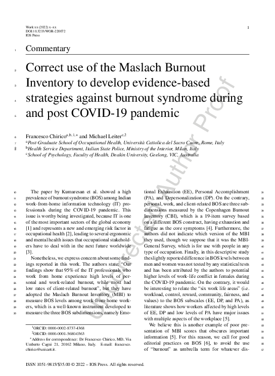(PDF) Correct use of the Maslach Burnout Inventory to develop evidence ...