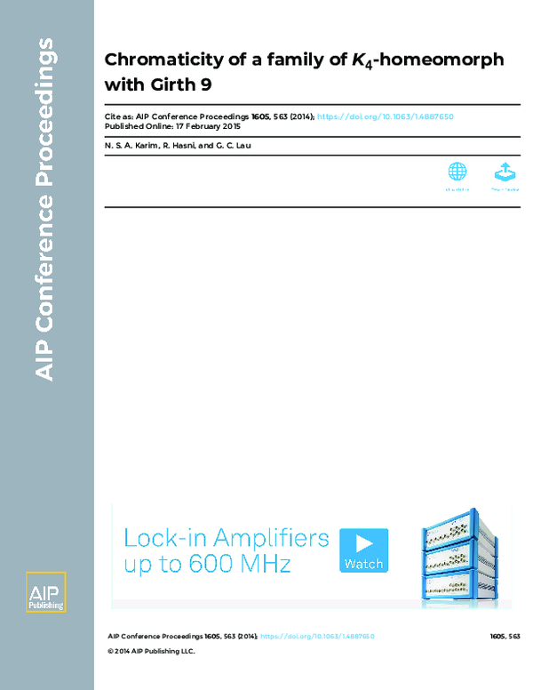 (PDF) Chromaticity of a family of K4-homeomorph with Girth 9 | Nor ...