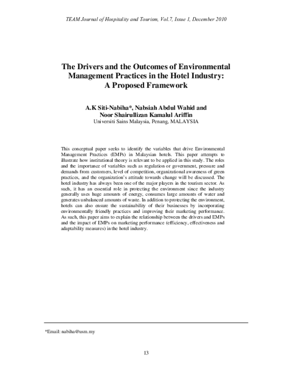 (PDF) The drivers and the outcomes of environmental management ...