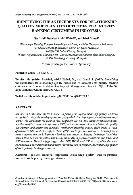 (PDF) Identifying the Antecedents for Relationship Quality Model and ...