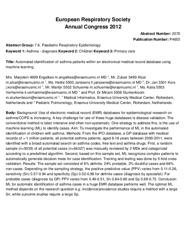 (PDF) Automated identification of asthma patients within an ...