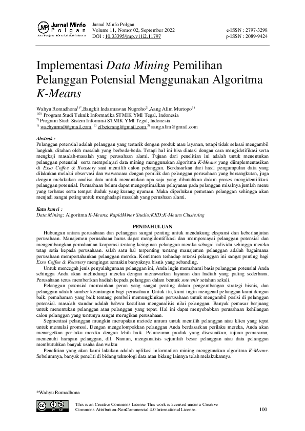 (PDF) Implementasi Data Mining Pemilihan Pelanggan Potensial ...