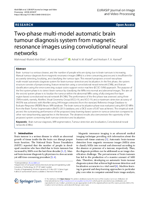 Pdf Two Phase Multi Model Automatic Brain Tumour Diagnosis System