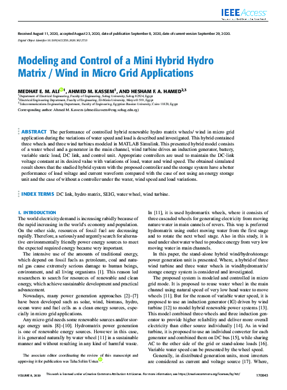 (PDF) Control of Hybrid Hydro-Wind Systems in Microgrids