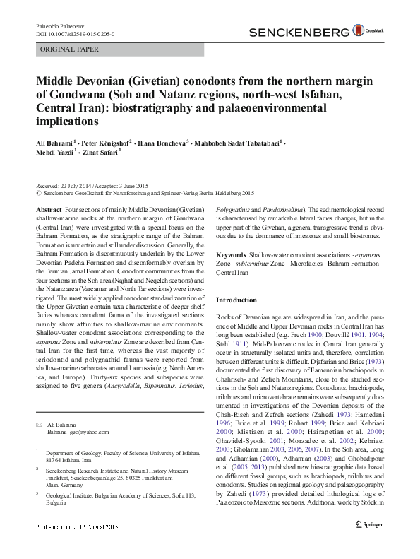 (PDF) Middle Devonian (Givetian) conodonts from the northern margin of ...