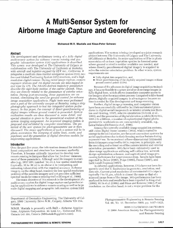 Pdf Multi Sensor System For Airborne Image Capture And Georeferencing