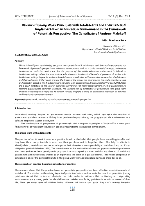 (PDF) Review of Group Work Principles with Adolescents and their Practical Implementation in ...