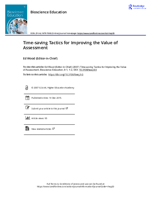 (PDF) Time-saving Tactics for Improving the Value of Assessment | ed ...