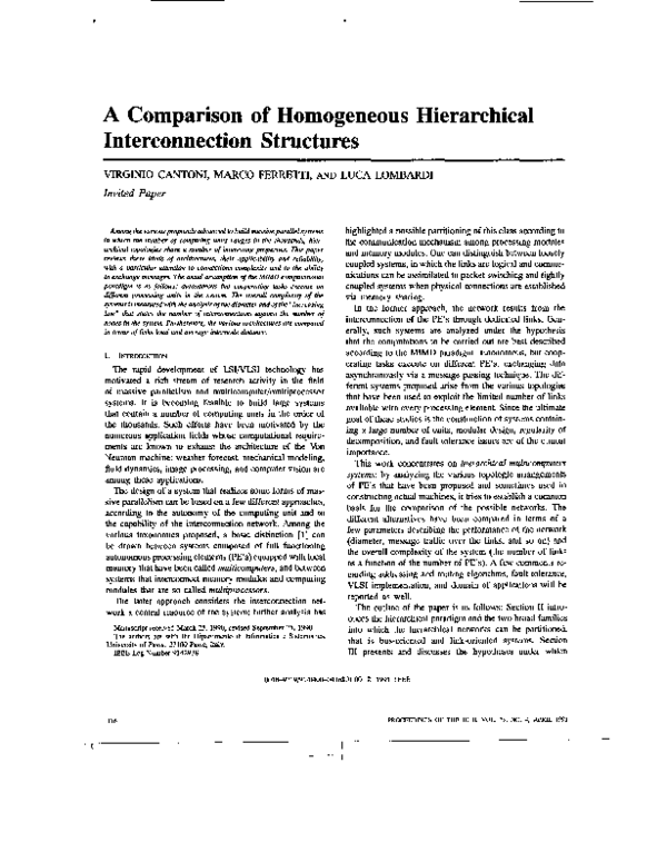 (PDF) Comparing Hierarchical Interconnection Structures