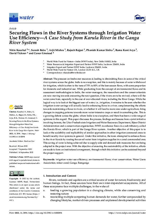 (PDF) Securing Flows in the River Systems through Irrigation Water Use ...