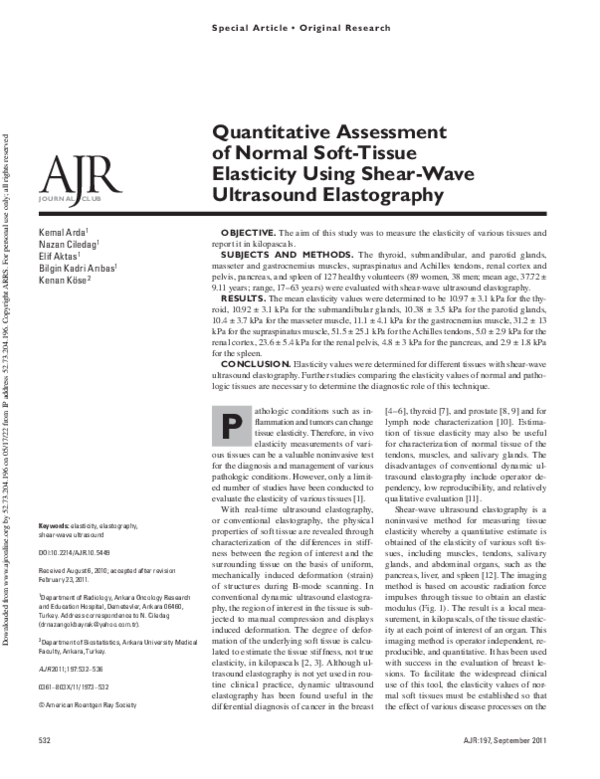 (PDF) Quantitative Assessment of Normal Soft-Tissue Elasticity Using Shear-Wave Ultrasound ...