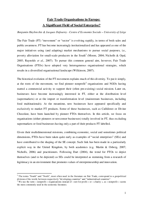 (PDF) Fair Trade organizations as examples of social enterprises ...