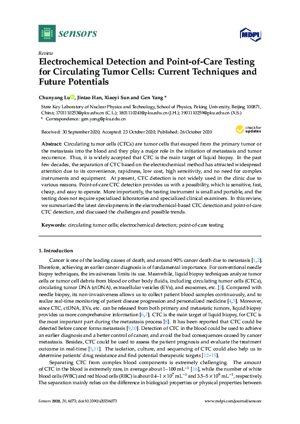 (PDF) Electrochemical Detection and Point-of-Care Testing for ...