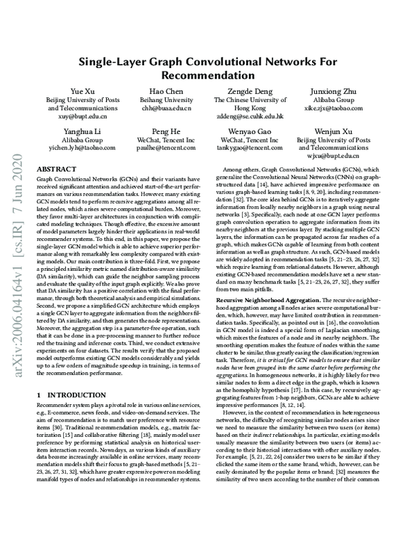 Pdf Single Layer Graph Convolutional Networks For Recommendation