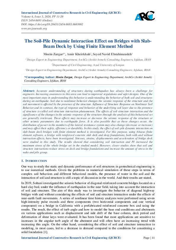 (PDF) The Soil-Pile Dynamic Interaction Effect on Bridges with Slab-Beam Deck by Using Finite ...