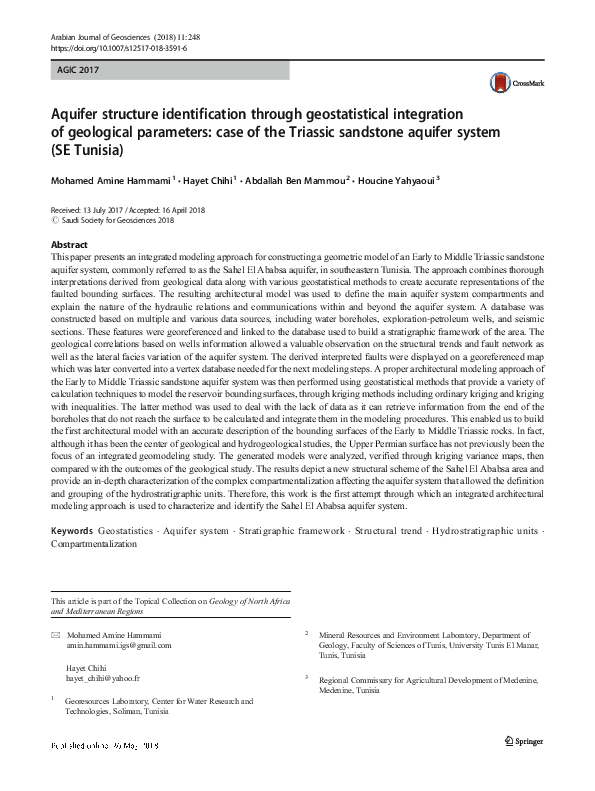 (PDF) Aquifer structure identification through geostatistical integration of geological ...