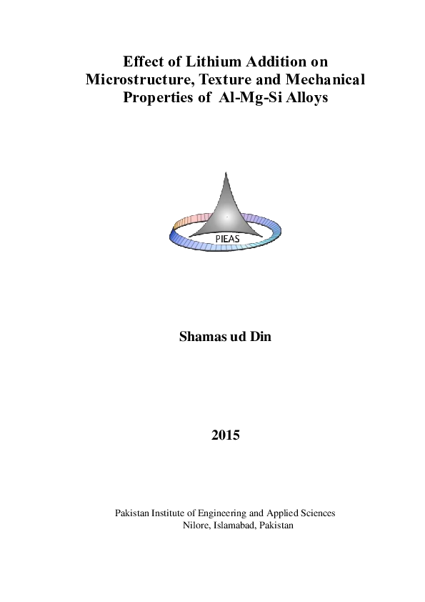 (PDF) Effect of Lithium Addition on Microstructure, Texture and Mechanical Properties of Al-Mg ...