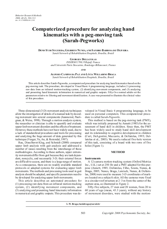 Pdf Automated Hand Kinematics Analysis Tool