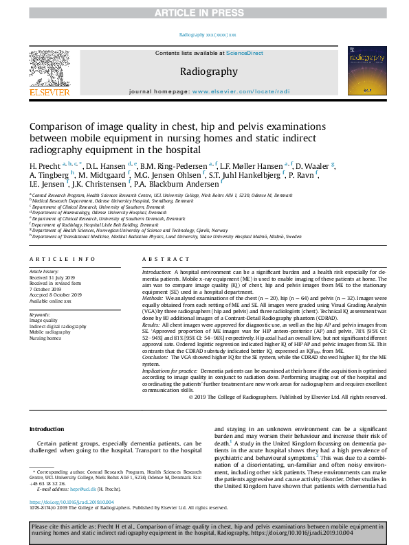 (PDF) Comparison of image quality in chest, hip and pelvis examinations ...