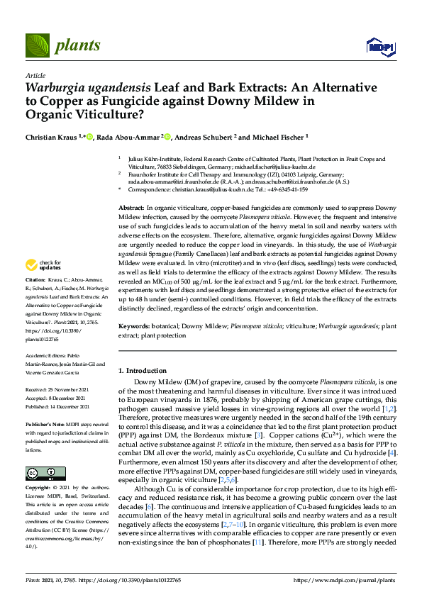 (PDF) Warburgia ugandensis Leaf and Bark Extracts: An Alternative to ...