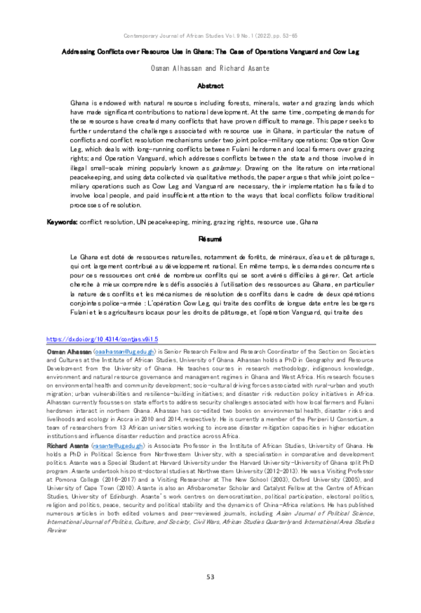 (PDF) Addressing Conflicts over Resource Use in Ghana: The case of ...