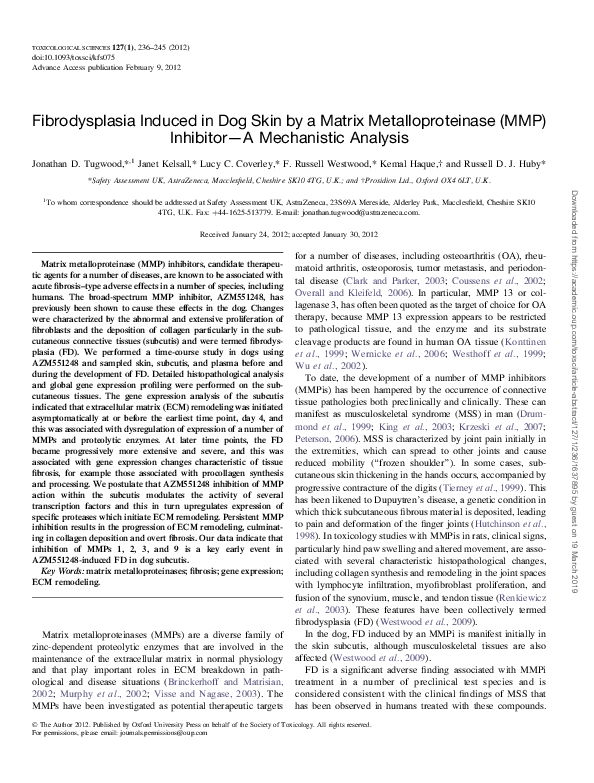 (PDF) Fibrodysplasia Induced in Dog Skin by a Matrix Metalloproteinase ...