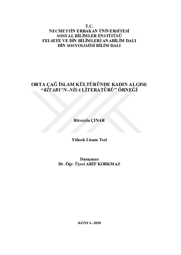 (PDF) Orta Çağ İslam Kültüründe Kadın Algısı: "Kitabu'n-Nisa Literatürü ...