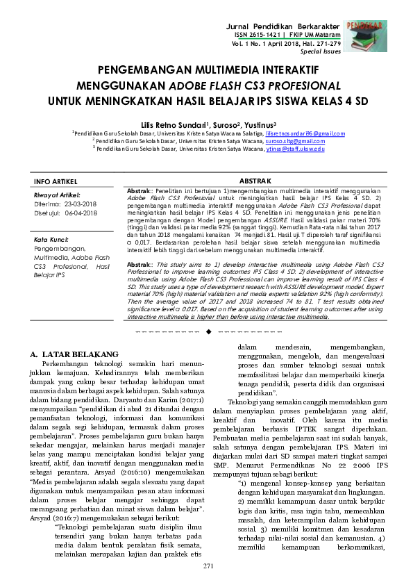 (PDF) Pengembangan Multimedia Interaktif Menggunakan Adobe Flash CS3 Profesional Untuk ...