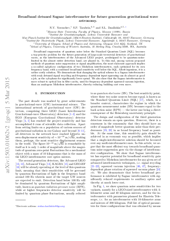 (PDF) Broadband detuned Sagnac interferometer for future generation gravitational wave astronomy