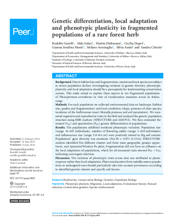 (PDF) Genetic differentiation, local adaptation and phenotypic ...