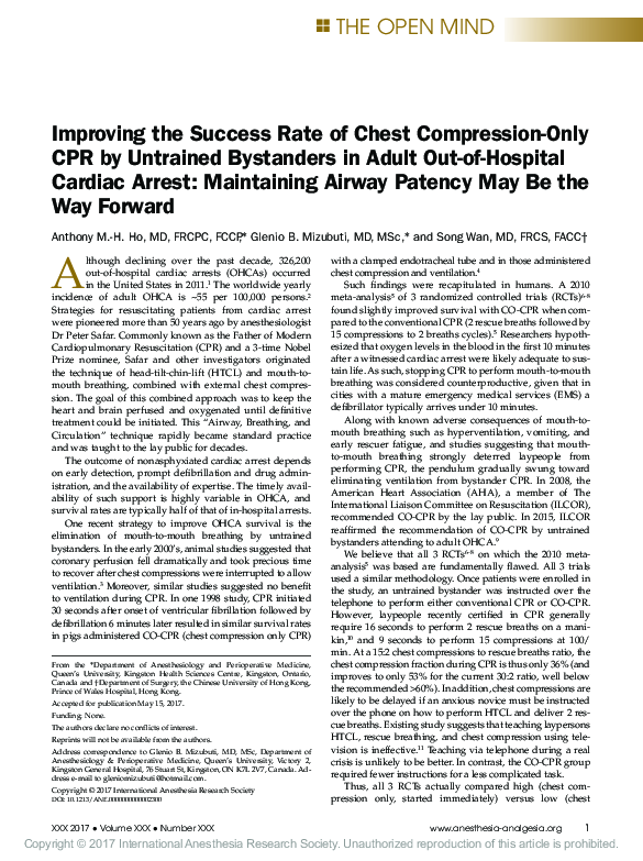 (PDF) Improving the Success Rate of Chest Compression-Only CPR by ...