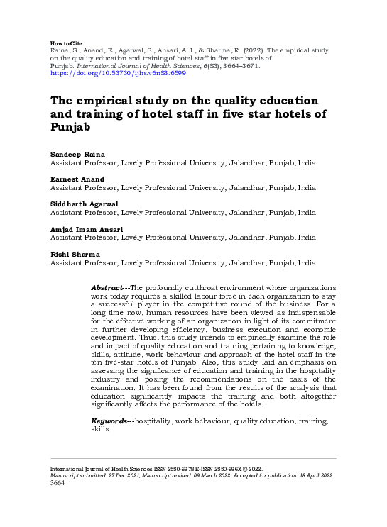 (PDF) The empirical study on the quality education and training of ...