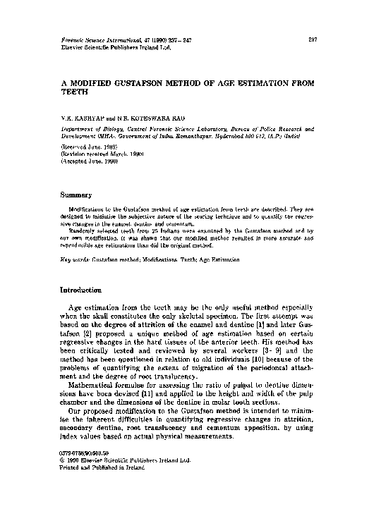 (PDF) A modified Gustafson method of age estimation from teeth