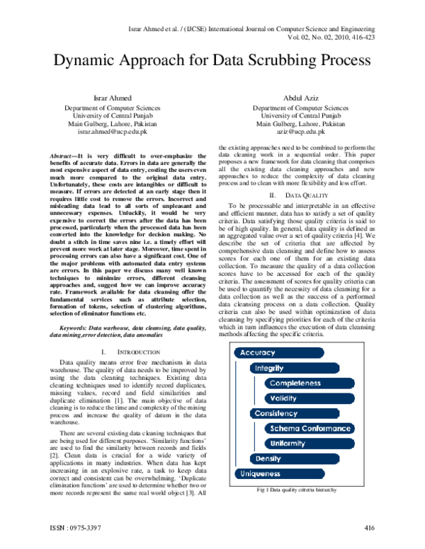 (PDF) Dynamic Approach for Data Scrubbing Process