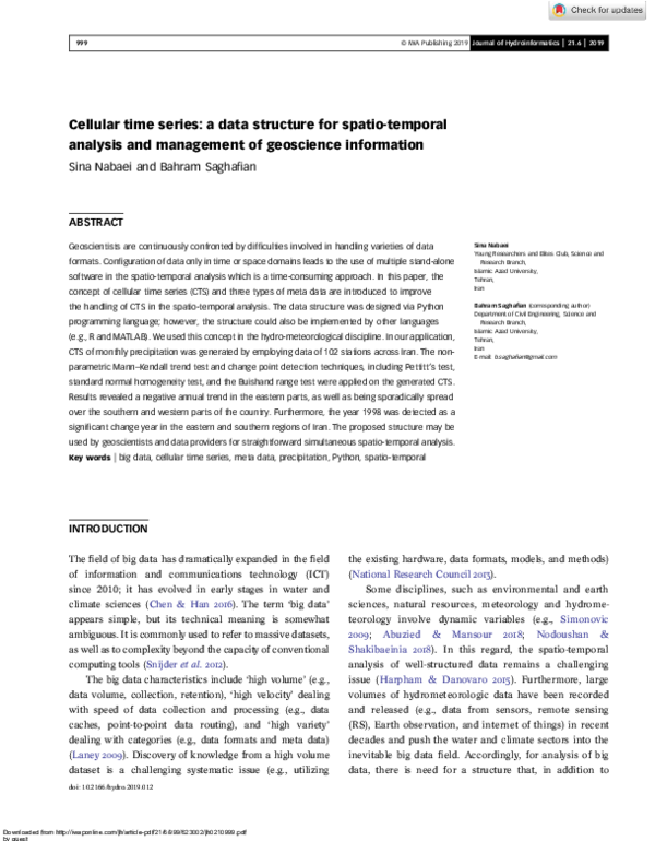 (PDF) Cellular time series: a data structure for spatio-temporal analysis and management of ...