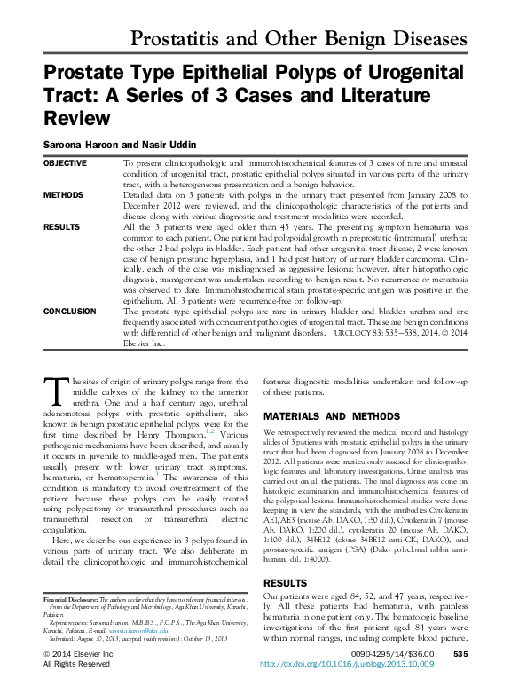 (PDF) Prostate Type Epithelial Polyps of Urogenital Tract: A Series of ...