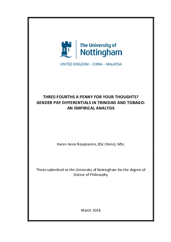 (PDF) Three fourths a penny for your thoughts?: gender pay ...