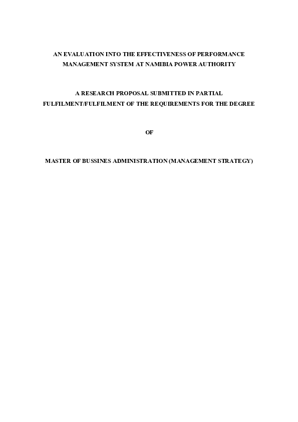 (DOC) AN EVALUATION INTO THE EFFECTIVENESS OF PERFORMANCE MANAGEMENT ...