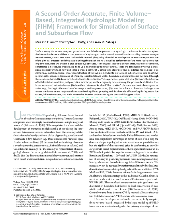 (PDF) A Second-Order Accurate, Finite Volume-Based, Integrated Hydrologic Modeling (FIHM ...