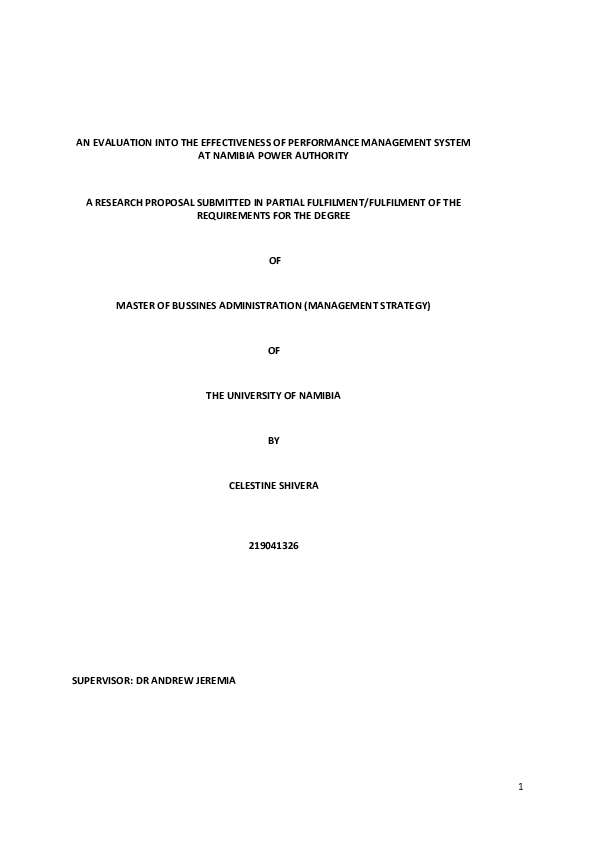 (DOC) AN EVALUATION INTO THE EFFECTIVENESS OF PERFORMANCE MANAGEMENT ...