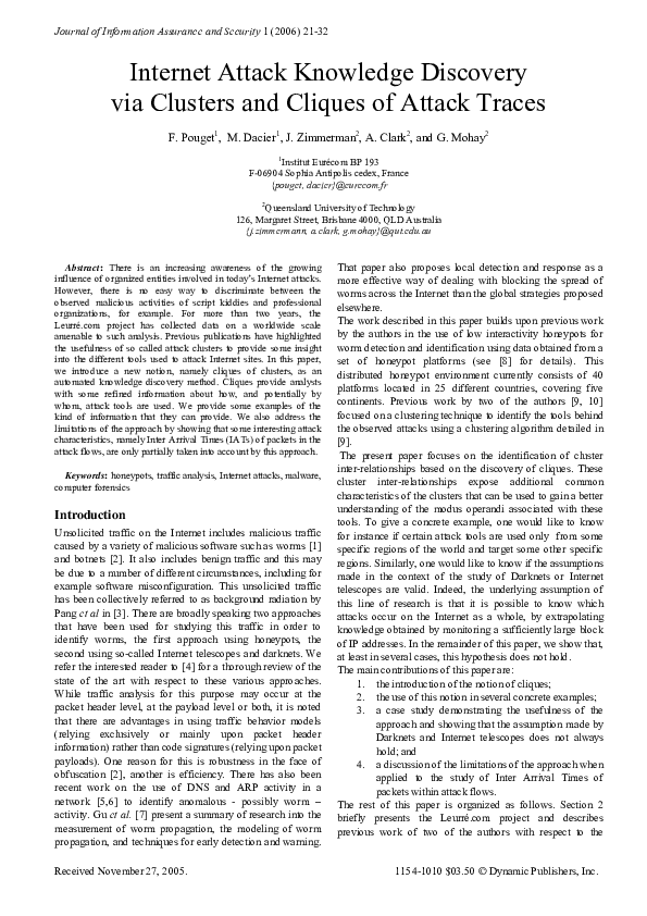 (PDF) Internet attack knowledge discovery via clusters and cliques of ...