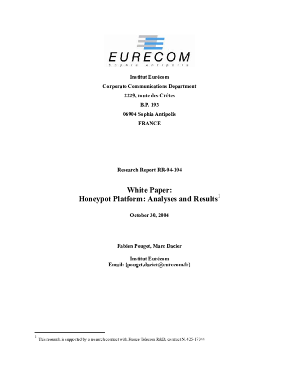 (PDF) White Paper: Honeypot Platform: Analyses and Results