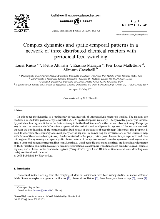(PDF) Complex dynamics and spatio-temporal patterns in a network of three distributed chemical ...