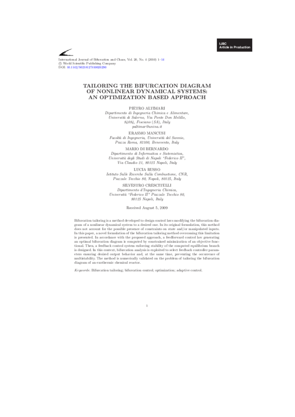 (PDF) Tailoring the Bifurcation Diagram of Nonlinear Dynamical Systems: An Optimization Based ...