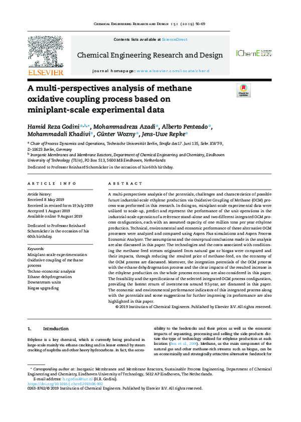 (PDF) A multi-perspectives analysis of methane oxidative coupling process based on miniplant ...
