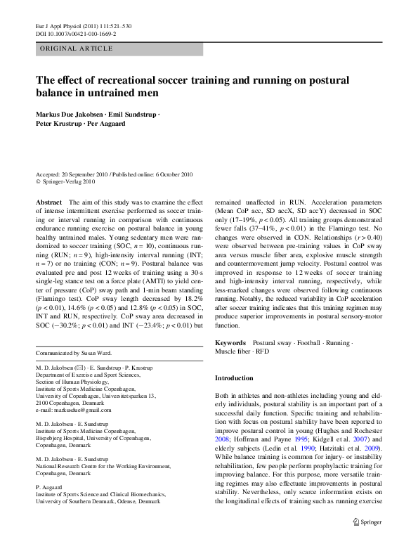 (PDF) The effect of recreational soccer training and running on ...