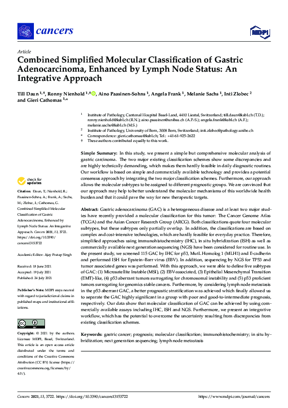 (PDF) Combined Simplified Molecular Classification of Gastric ...