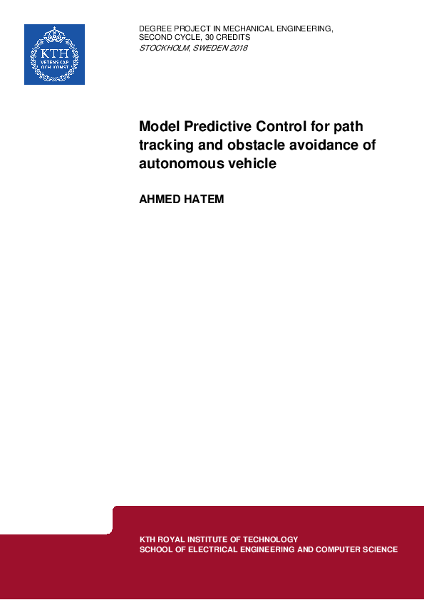 (PDF) Model Predictive Control for path tracking and obstacle avoidance of autonomous vehicle
