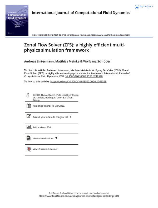 (PDF) Zonal Flow Solver (ZFS): a highly efficient multi-physics simulation framework