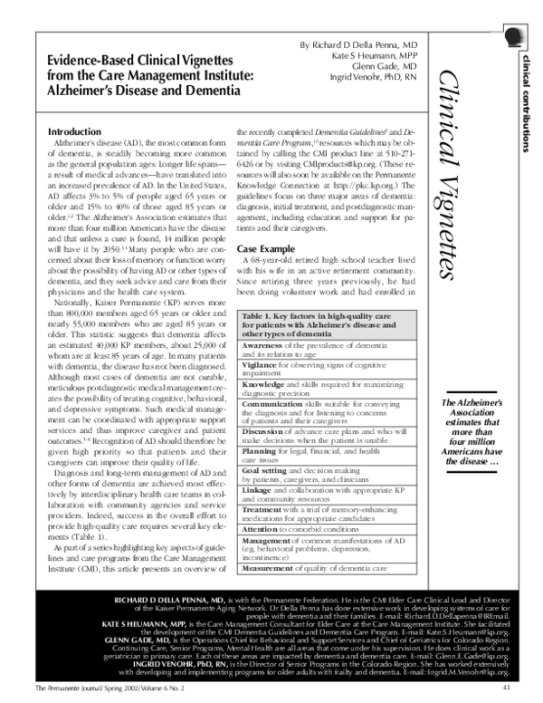 (PDF) Evidence-based clinical vignettes from the Care Management ...